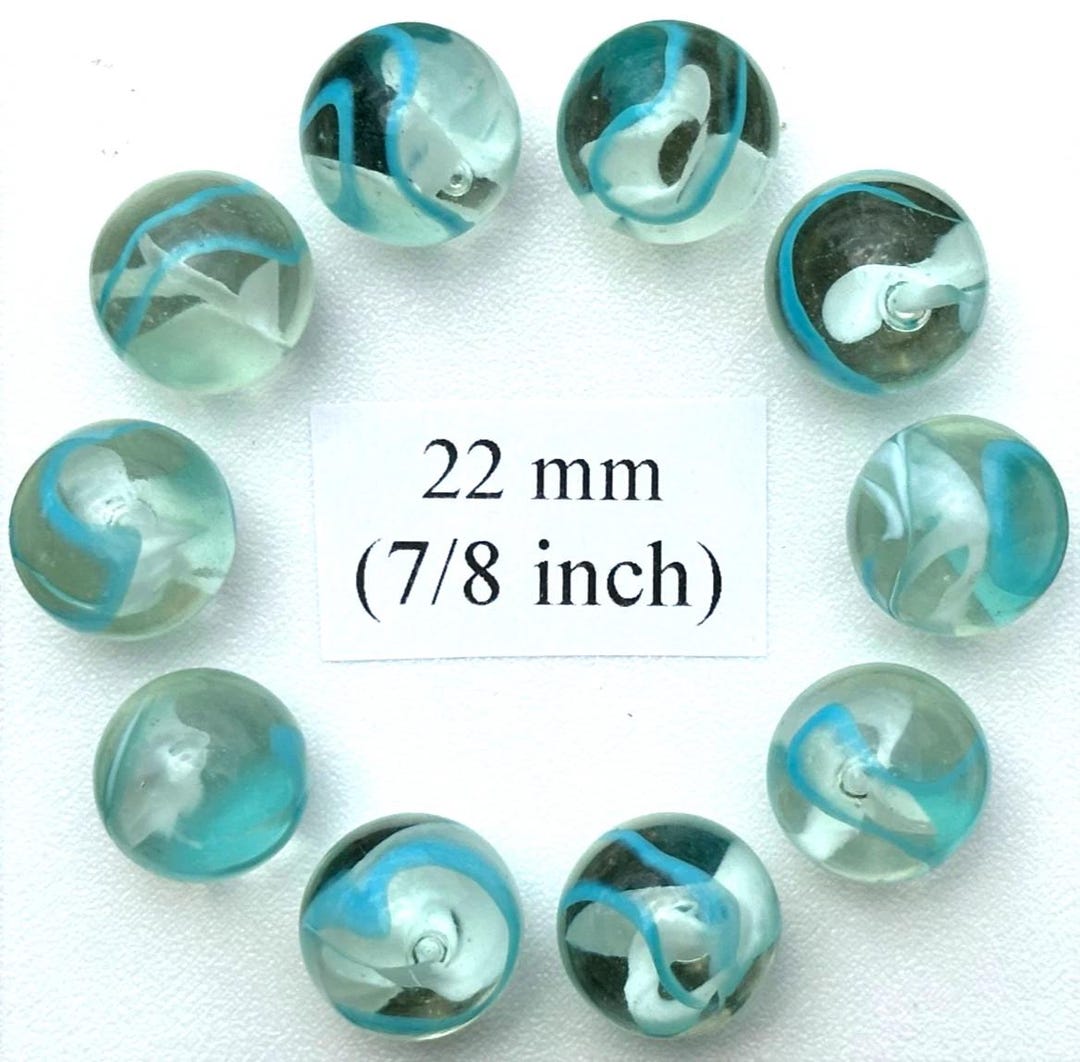 ARCTIC Clear Blue Swirl Glass Marbles 22mm (7/8 Inch) SHOOTER Taw (lot ...