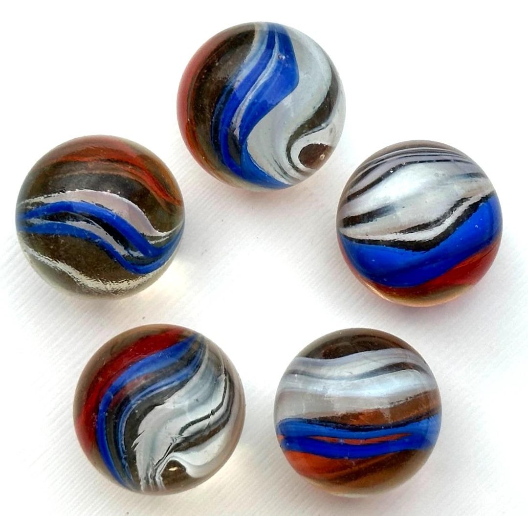 Red White Blue Cats Eye Glass Marbles 22mm (7/8 Inch) SHOOTER Taw (lot ...