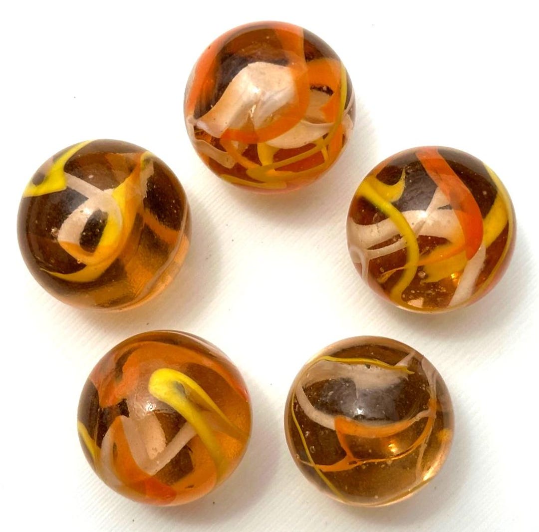 FIREFLY Clear Orange/yellow Glass Marbles 22mm (7/8 Inch) SHOOTER Taw ...
