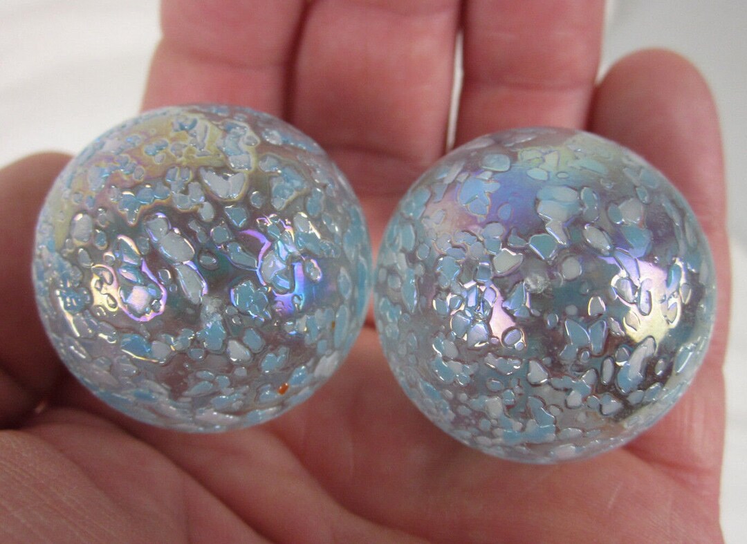 2 Boulders 35mm SNOWFLAKE Marbles Glitter Speckled Glass Ball Large - Etsy