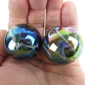 2 Boulders35mm MILKY WAY Marbles Glass Ball Oil Slick Large Huge Swirl ...