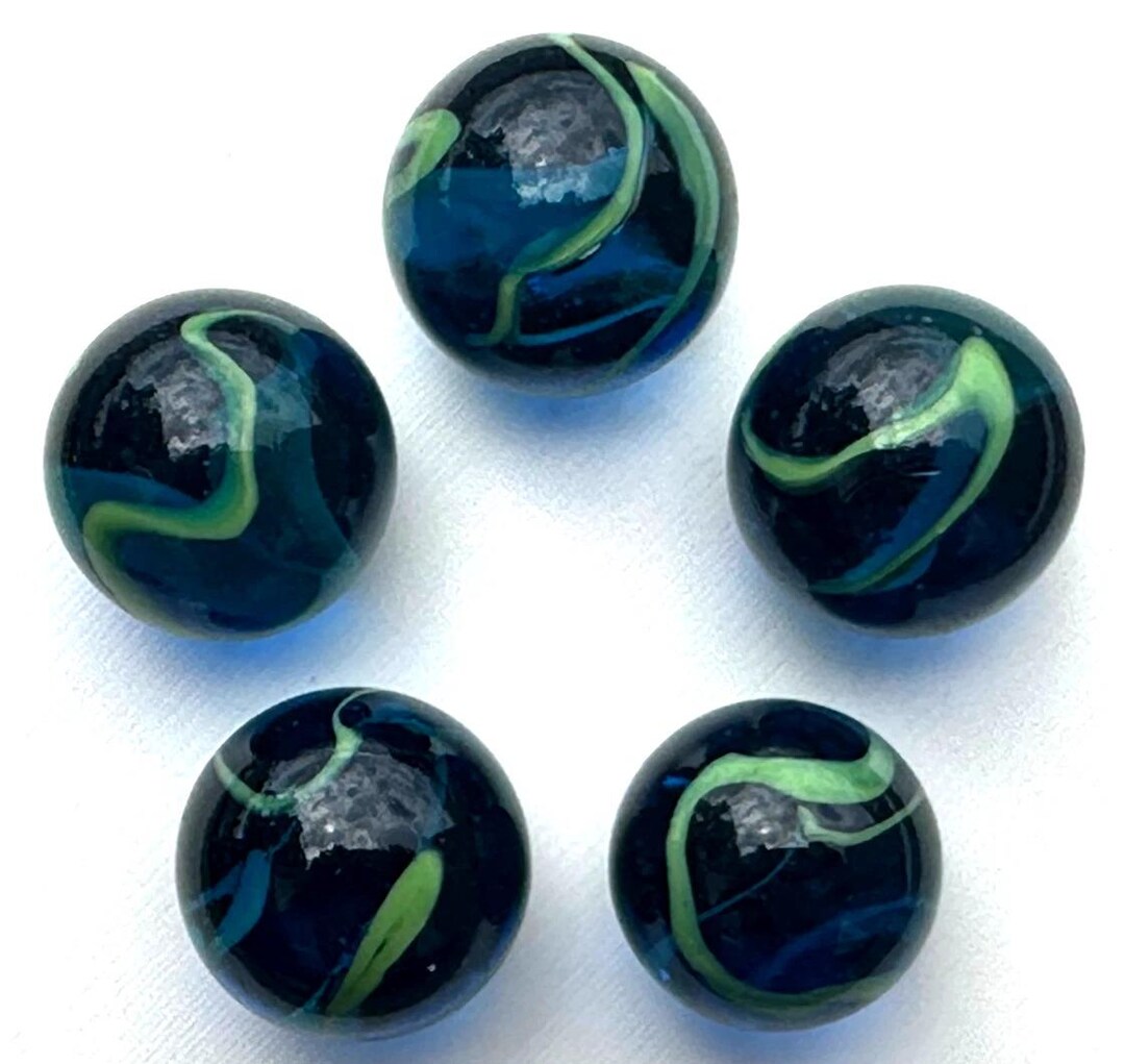 SEA TURTLE Blue/green Clear Glass Marbles 22mm (7/8 Inch) SHOOTER Taw ...