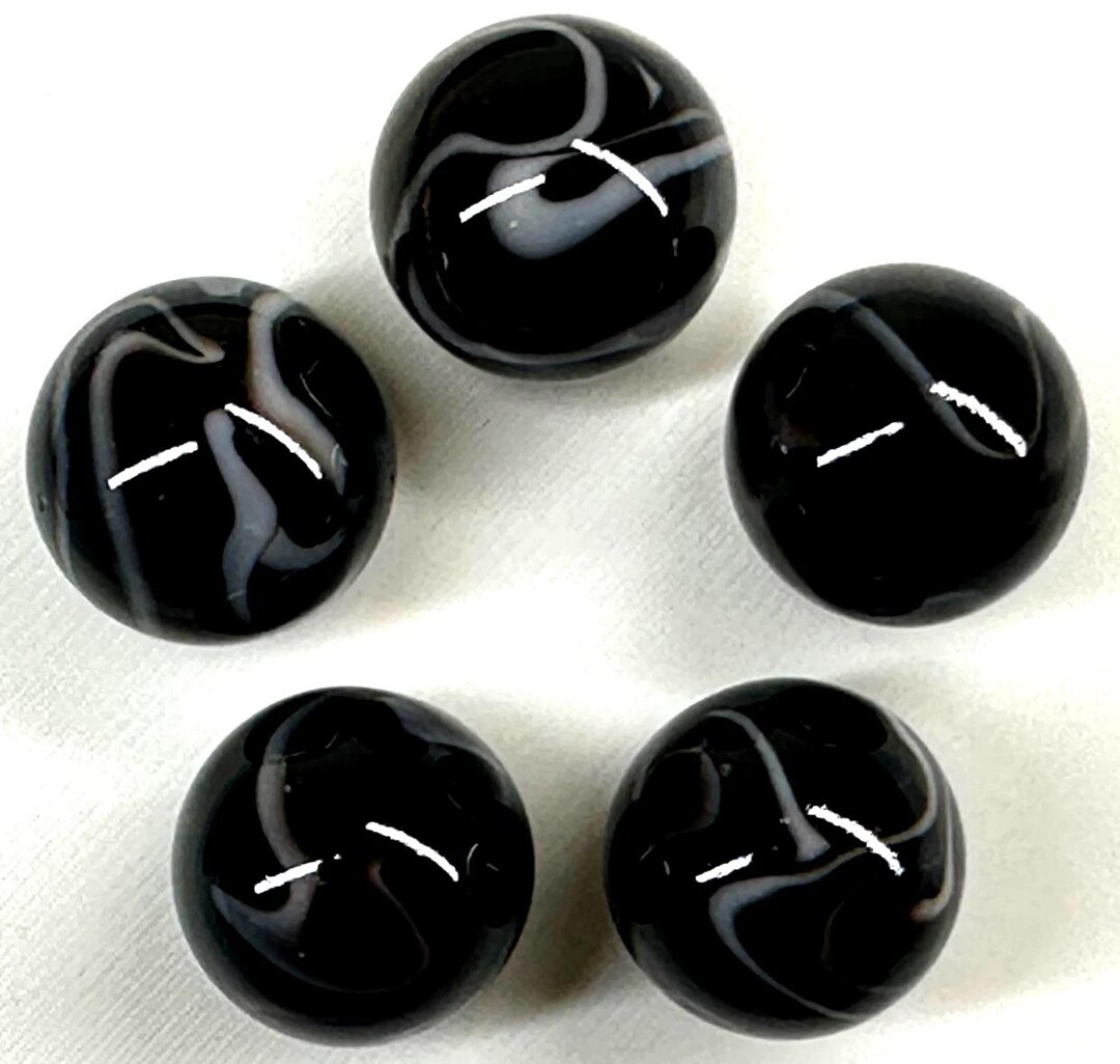 ZEBRA Black/white Glass Marbles 22mm (7/8 Inch) SHOOTER Taw (lot of 5 ...