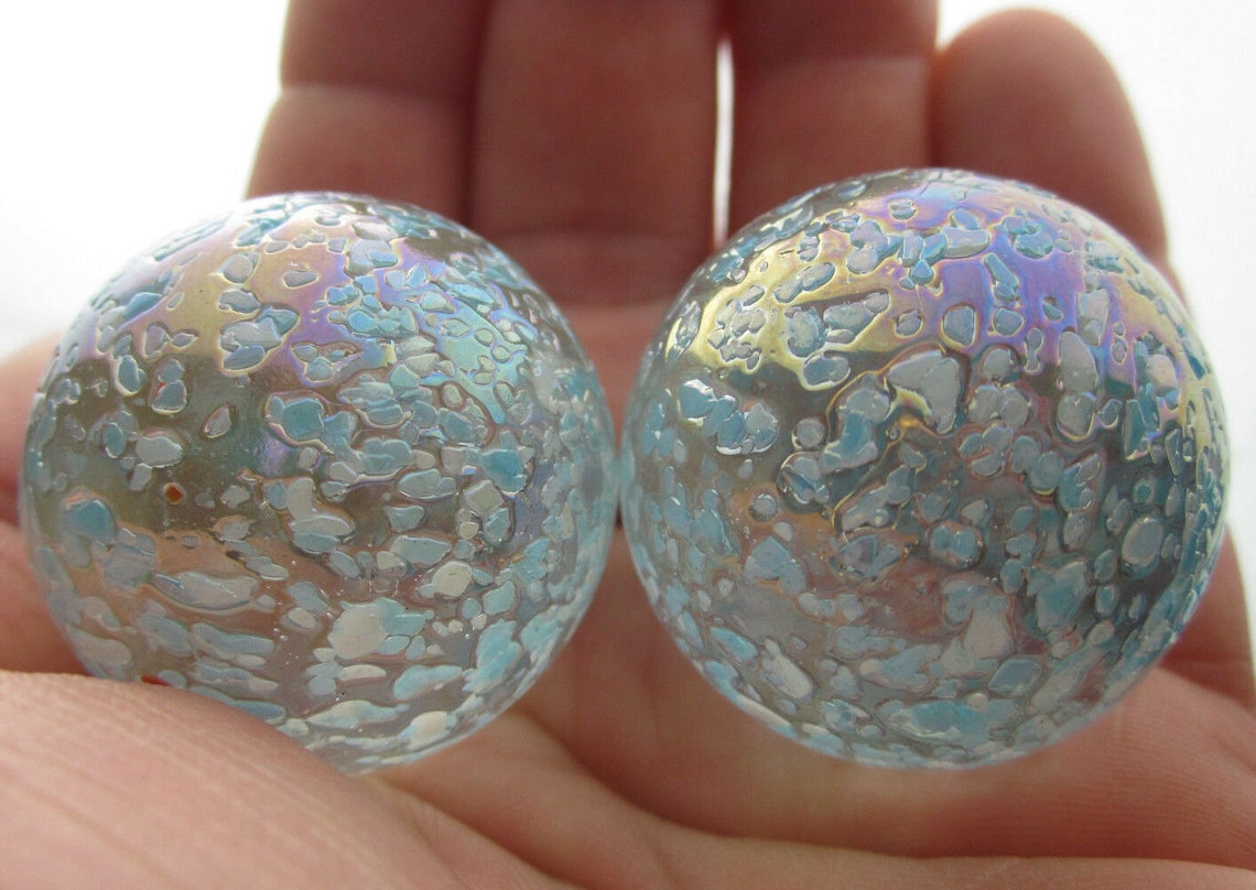 2 Boulders 35mm SNOWFLAKE Marbles Glitter Speckled Glass Ball Large - Etsy