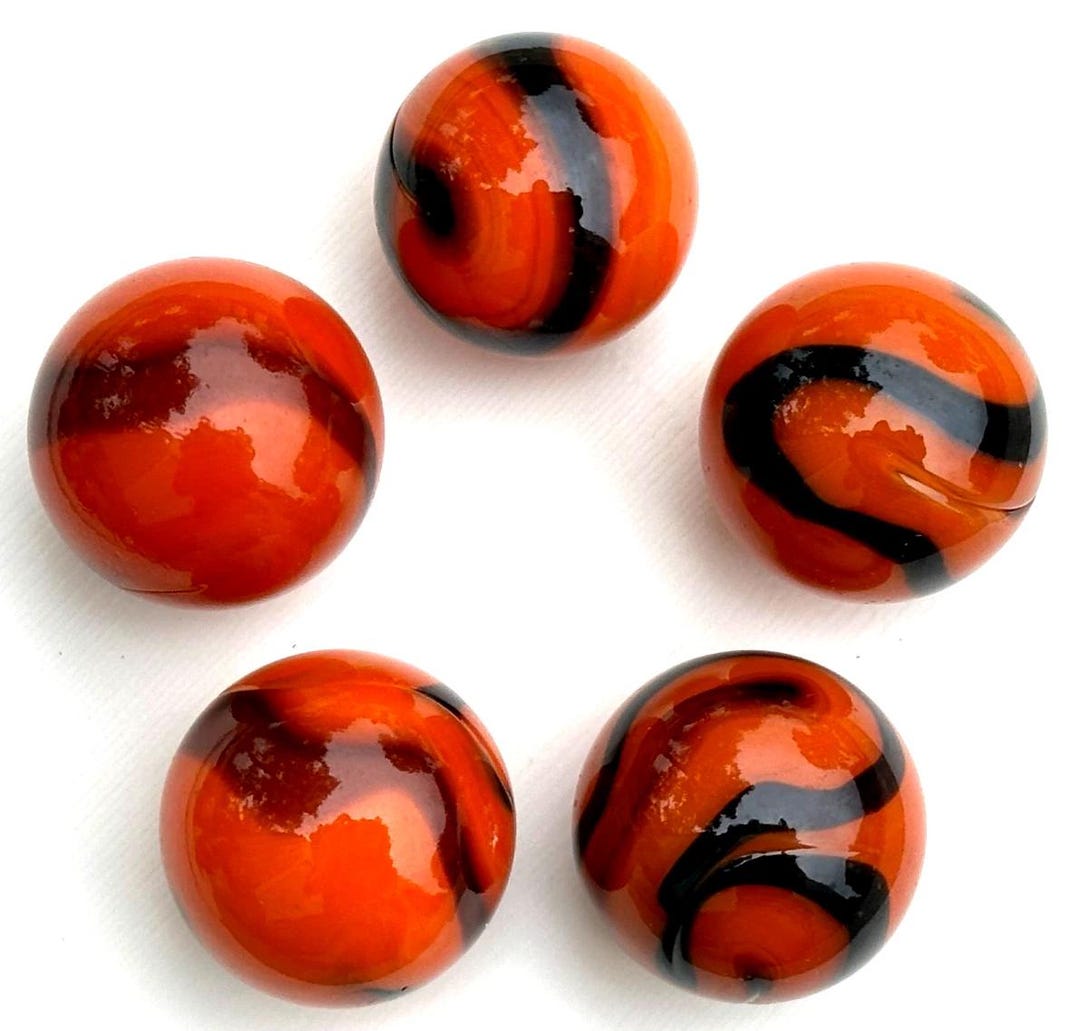 BENGAL TIGER Orange/black Swirl Glass Marbles 22mm (7/8 Inch) SHOOTER ...