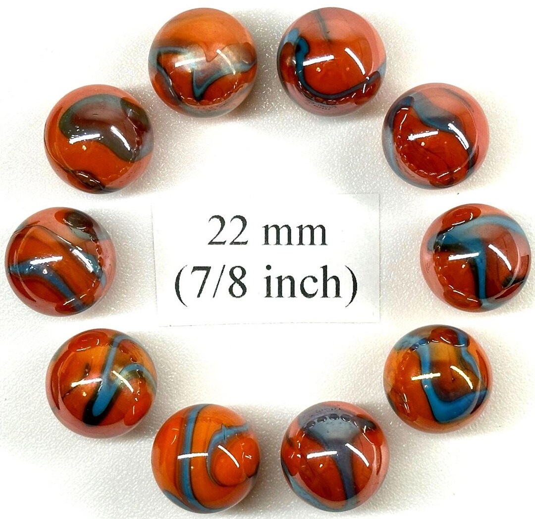 VALKYRIE Orange/blue Iridescent Glass Marbles 22mm (7/8 Inch) SHOOTER ...