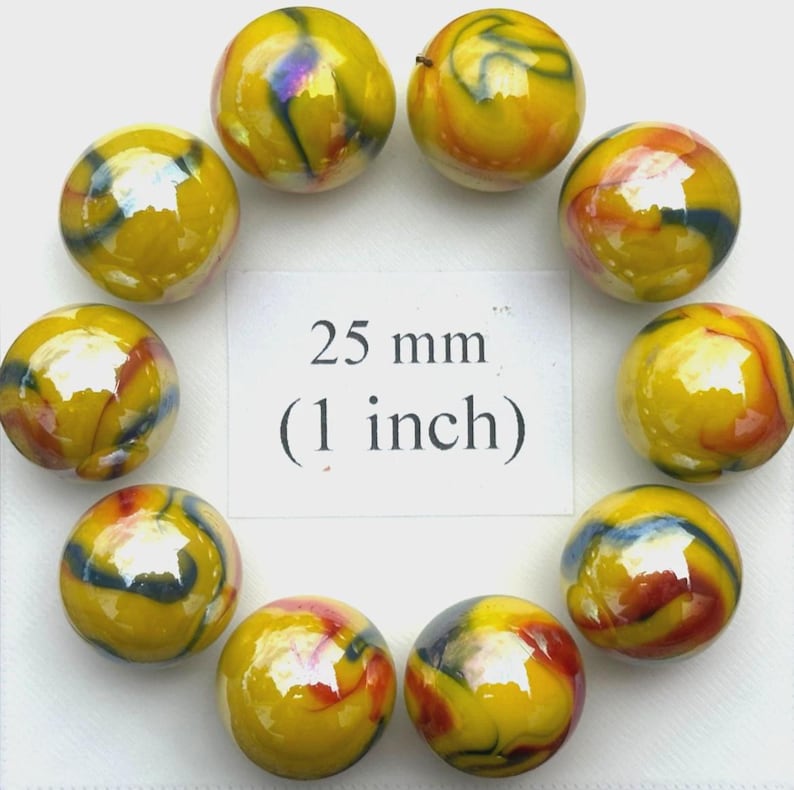TROPICANA Yellow/red Glass Marbles 25mm (1 Inch) Shooter (lot of 10) - Etsy