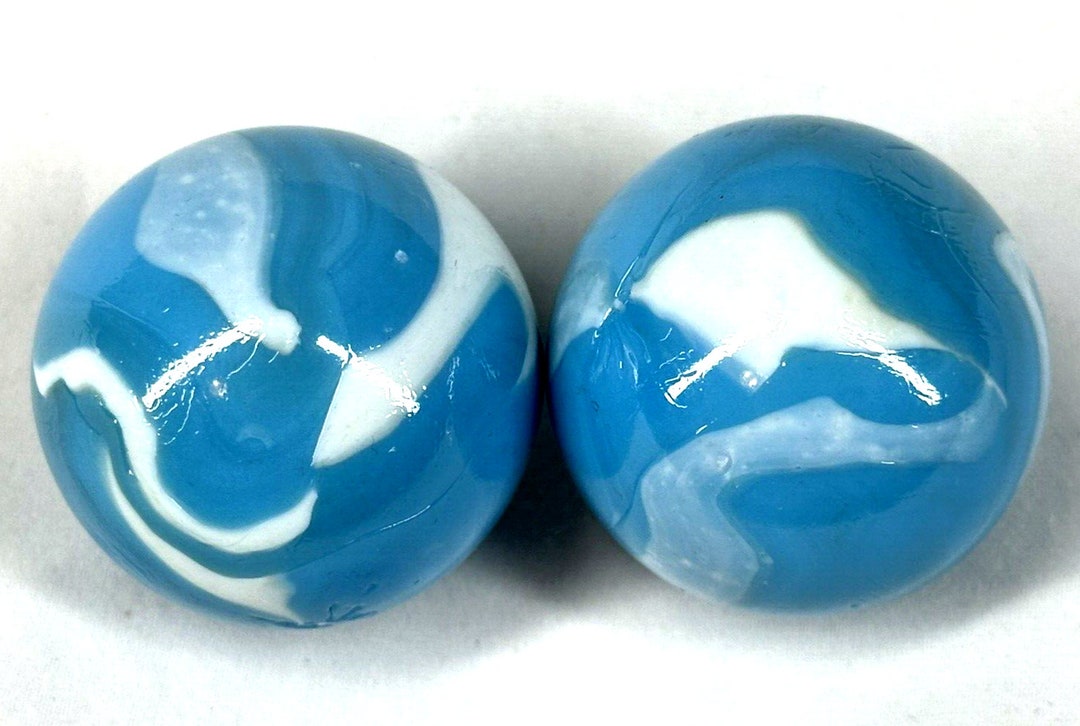 2 Boulders 35mm NEPTUNE Marbles Glass Blue/white Swirl - Etsy