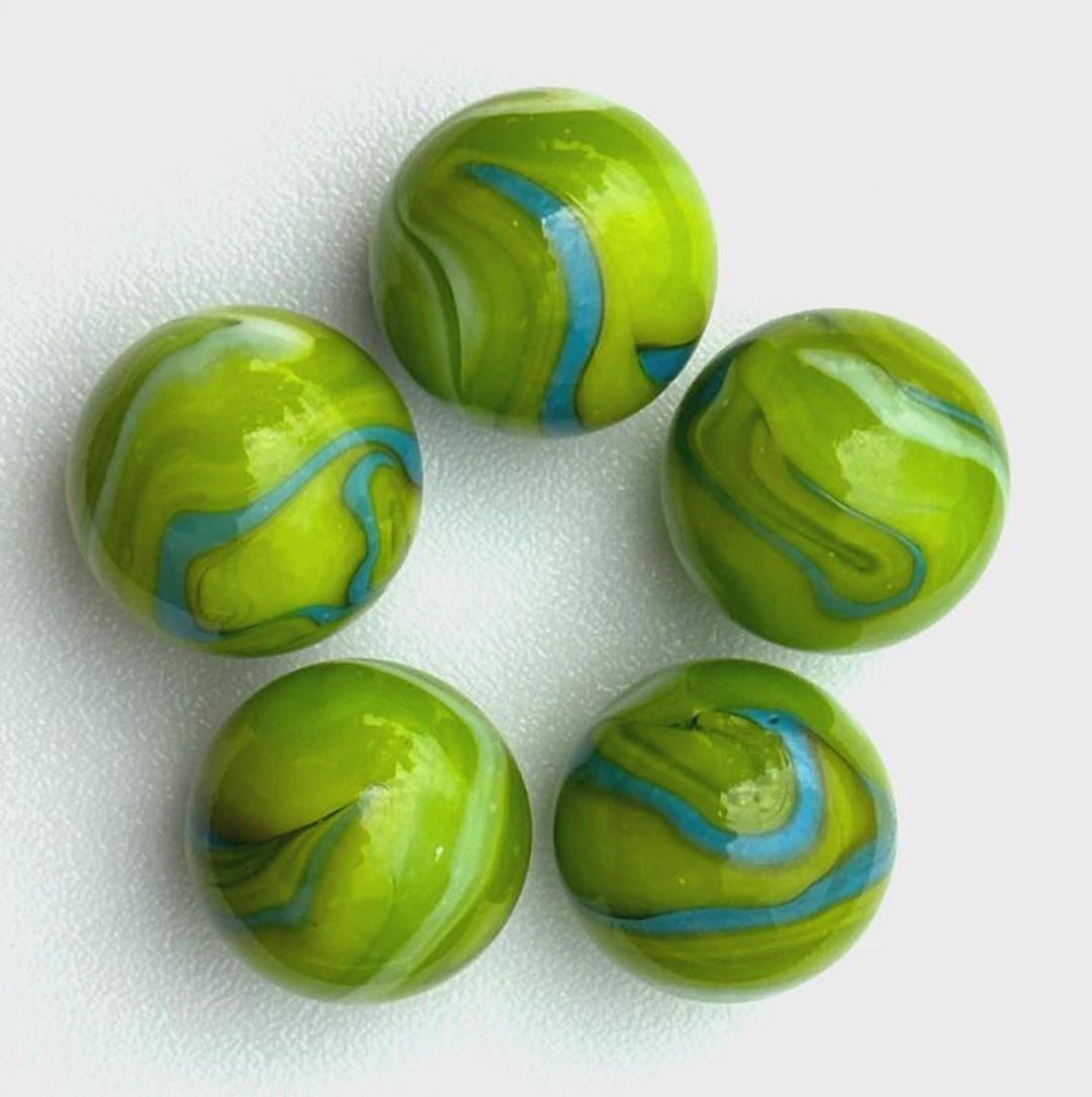 MERMAID Troll Green/blue Glass Marbles 25mm (1 Inch) SHOOTER Taw (lot ...