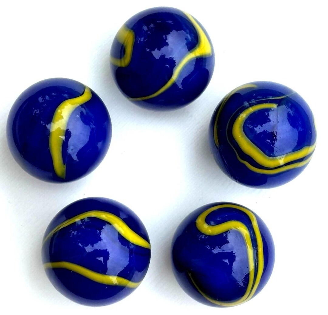 VAN GOGH Blue/yellow Swirl Glass Marbles 22mm (7/8 Inch) SHOOTER Taw ...