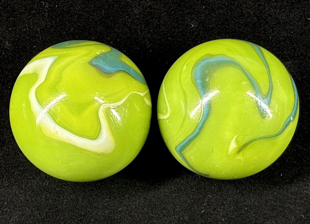 2 Boulders 35mm MERMAID Marbles Glass Green/blue/white Swirl - Etsy