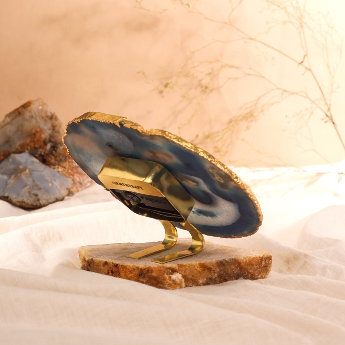 Desk Clock - Agate Stone | Natural Handmade Gemstone Clock| Office ...