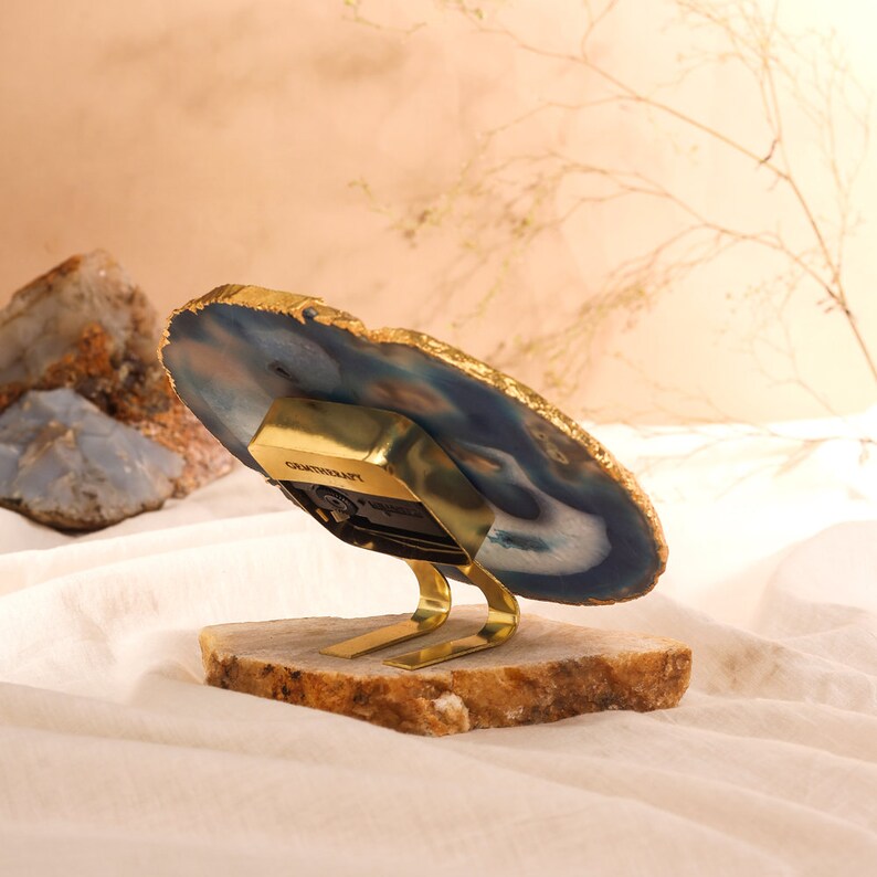 Desk Clock - Agate Stone | Natural Handmade Gemstone Clock| Office ...