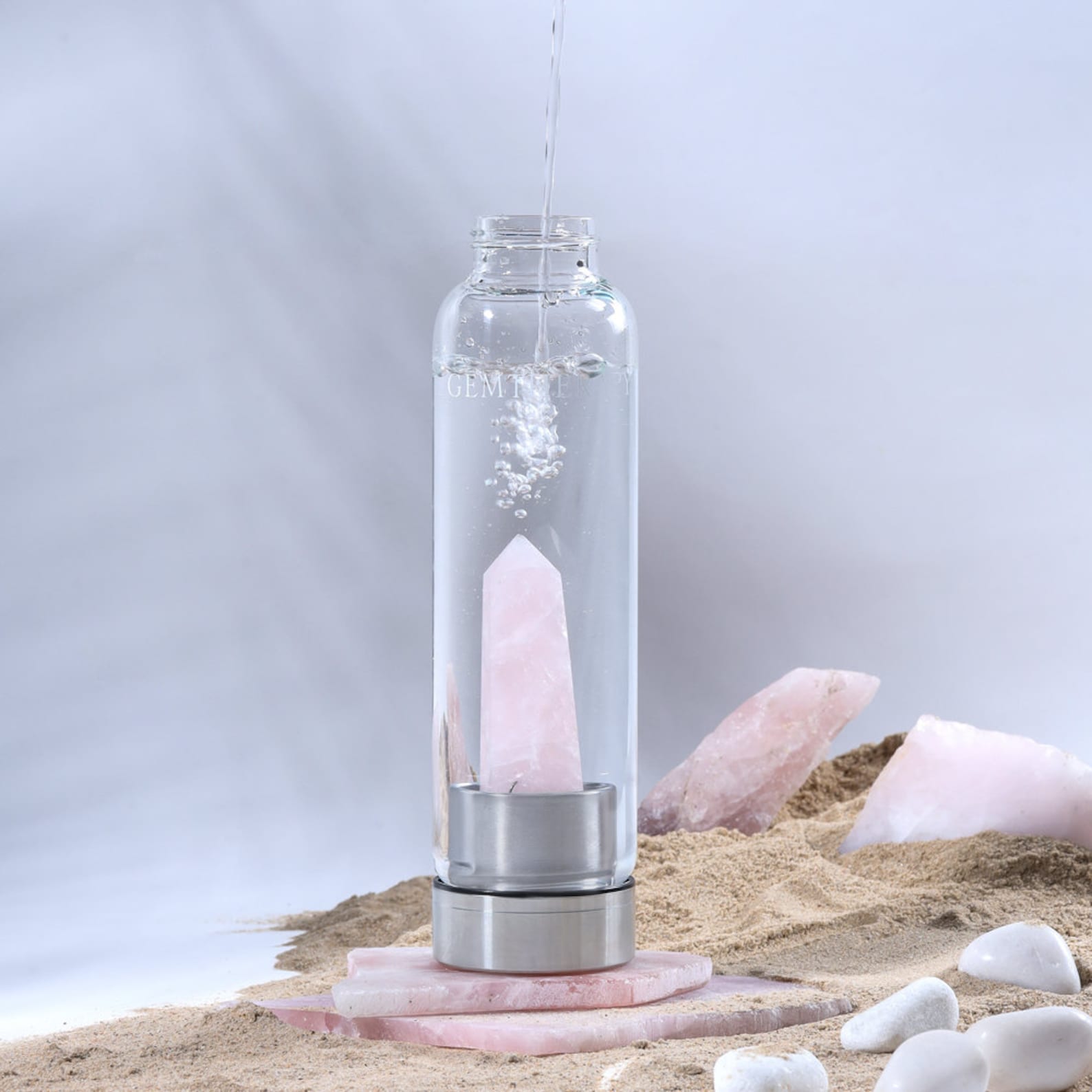 Rose Quartz - Gem Elixir | Water Bottle | Crystal Infused Water Bottle ...
