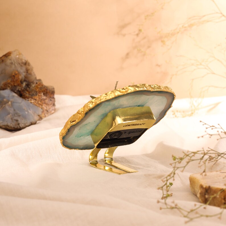 Desk Clock - Agate Stone | Natural Handmade Gemstone Clock| Office ...