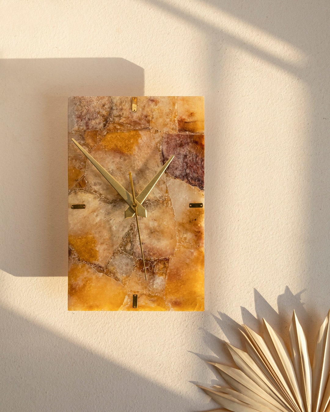 Fire Quartz - Rectangle Wall Clock| Office Decor| Gemstone Clock ...