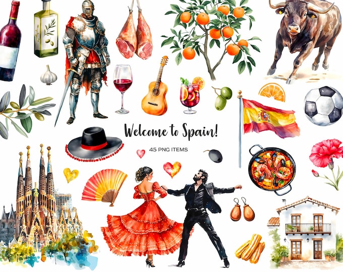 Spain | Set of 10 | Clipart Bundle | High Quality Jpegs and Pngs ...