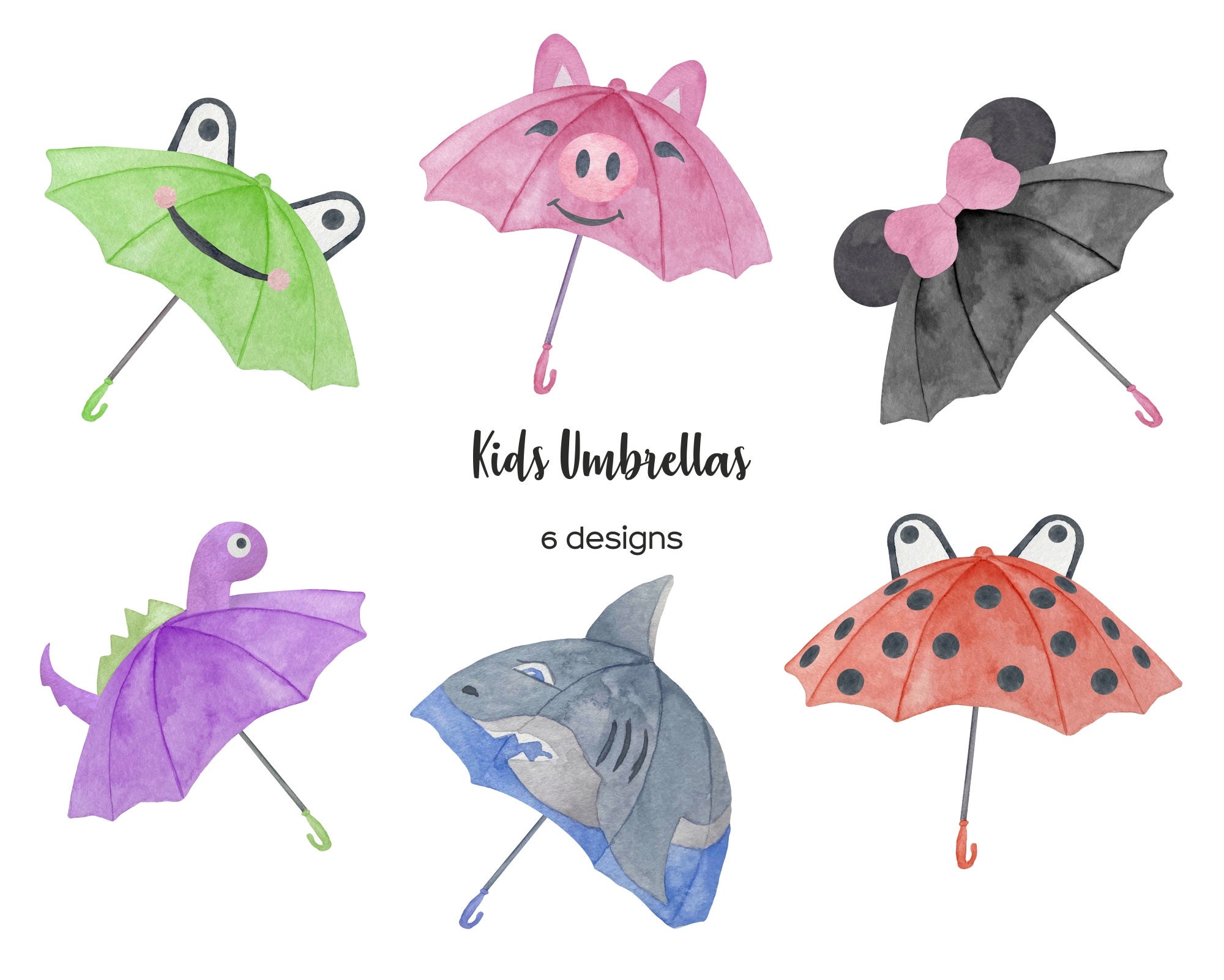Watercolor Umbrella Clipart. Colorful Umbrella PNG. Kids Cute Umbrella ...