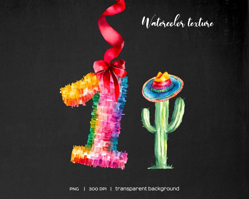 Watercolor Pinata Digits Clipart: Mexican Numbers 0-9 (PNG) - Etsy