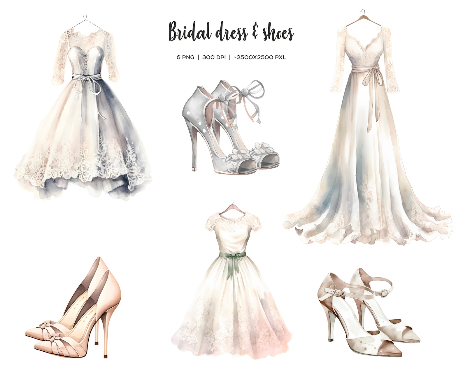 Watercolor Vintage Wedding Clipart. Retro Wedding Theme Clip Art ...