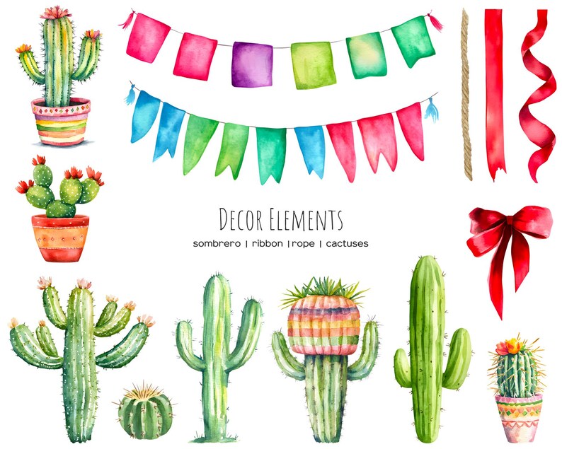 Watercolor Letters Pinata Clipart: Mexican Alphabet (PNG Digital ...