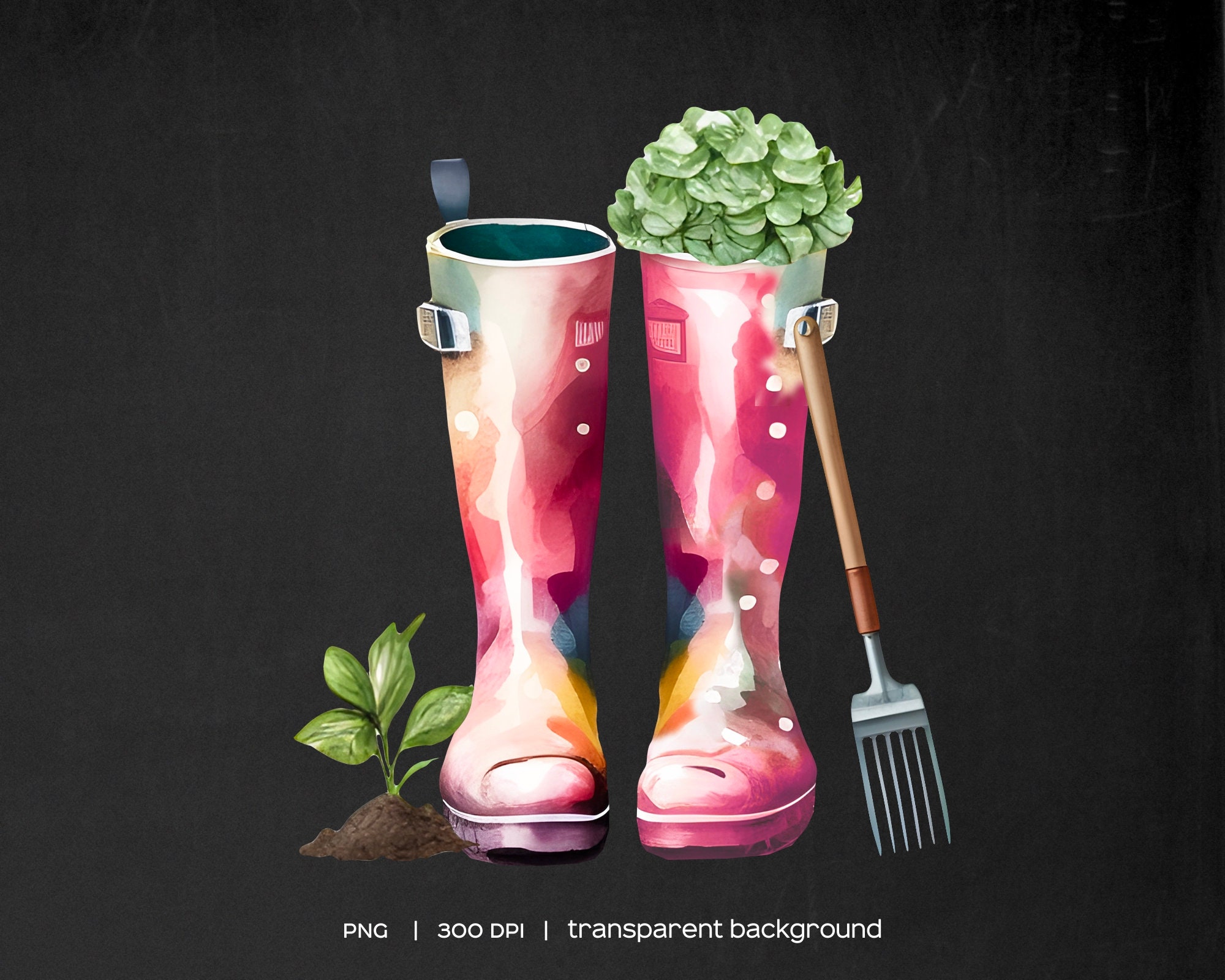 Watercolor Wellies Clipart: Farm Rain Boots Set (PNG Digital Download ...