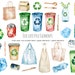 Watercolor Eco Lifestyle Clipart. Zero Waste Clip Art. Green Life 28 ...