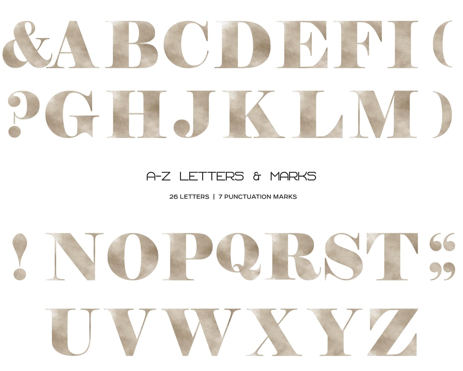 Watercolor Beige Letter Clipart: Boho Alphabet A-Z (PNG Digital ...