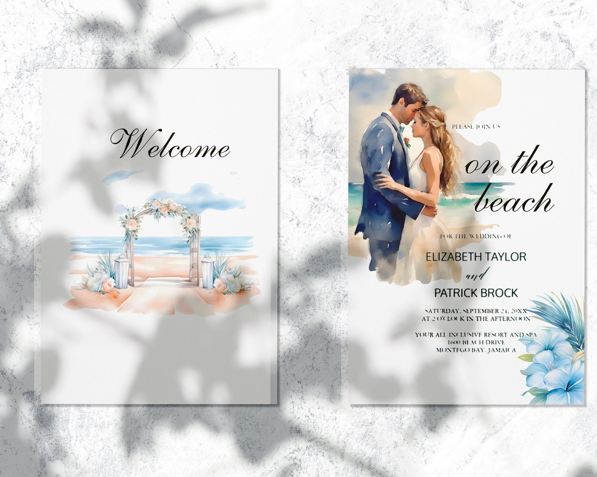 Watercolor Beach Wedding Clipart: Bride, Groom, Decor (PNG) - Etsy