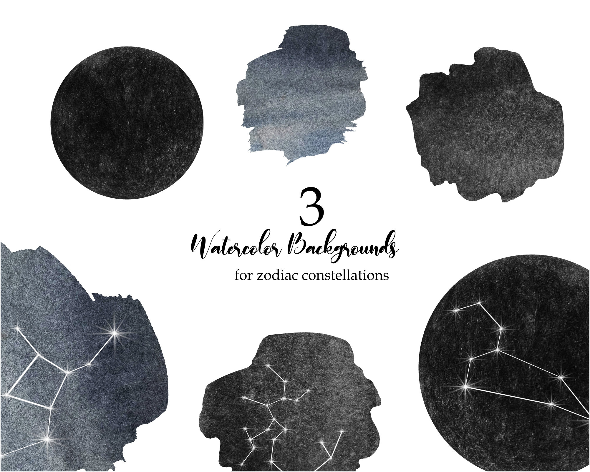 Watercolor Zodiac Constellation Clipart: Shining Stars (digital ...