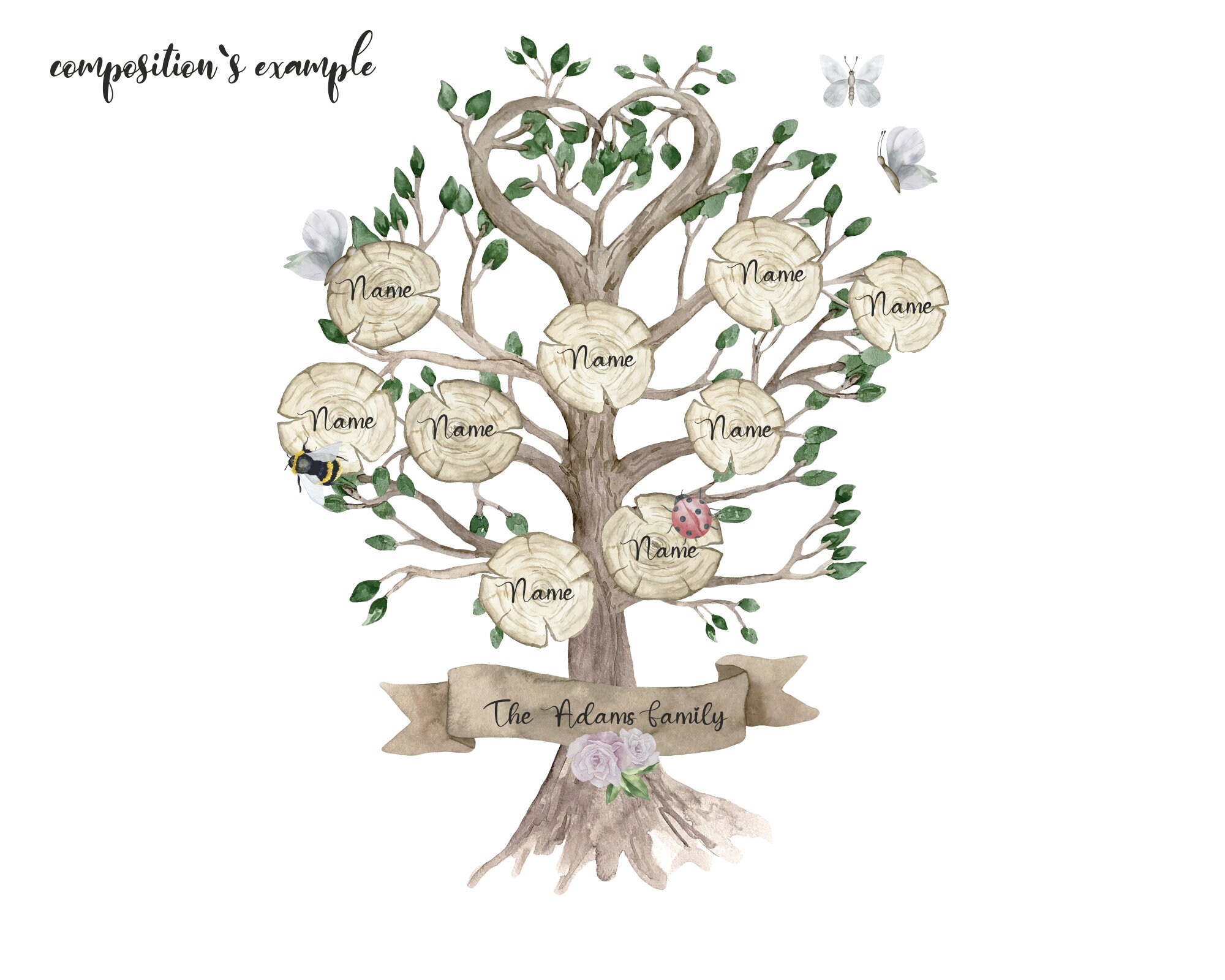 Watercolor Family Tree Clipart, Family Genealogical Tree Creator ...
