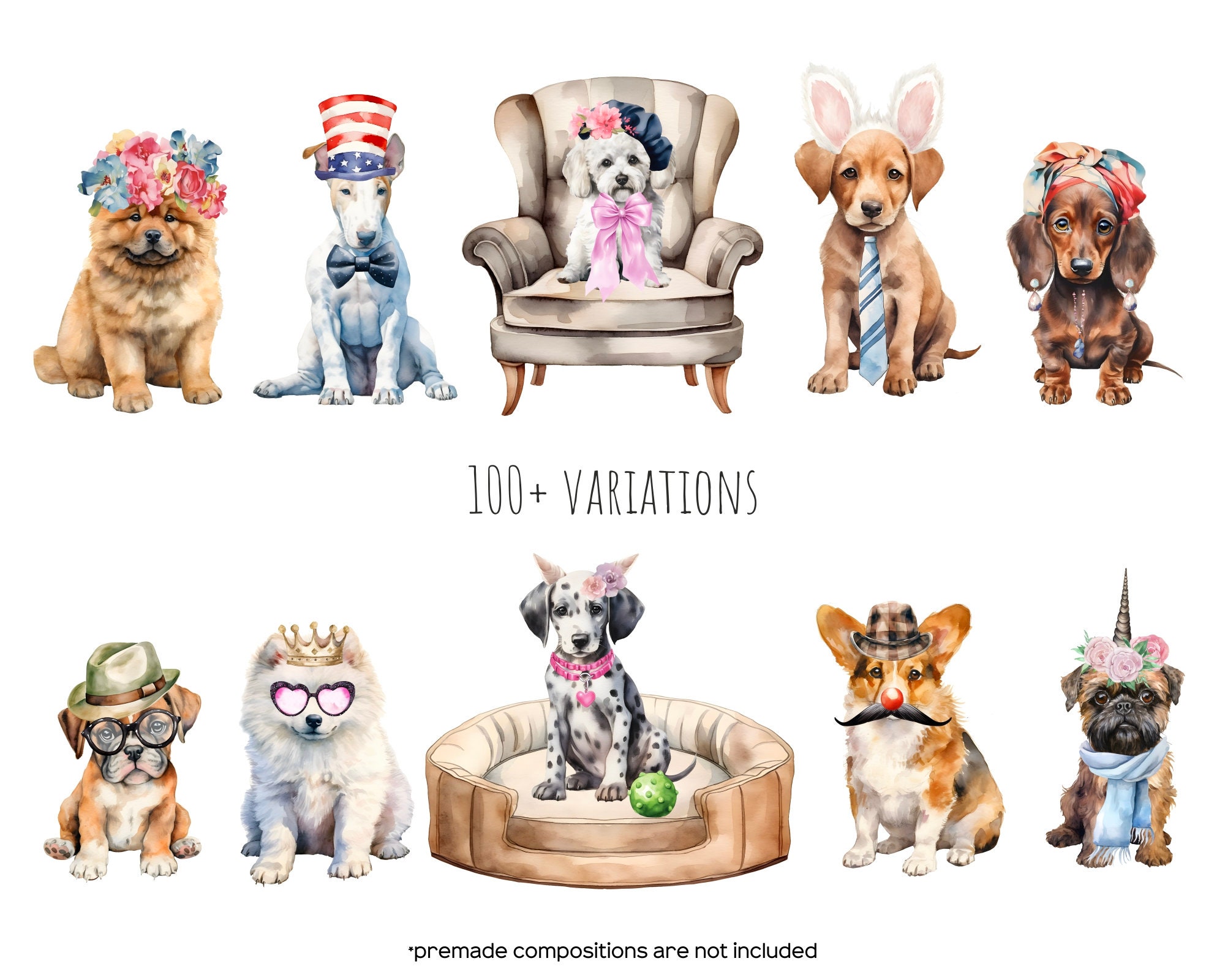 Watercolor Dog Breeds Clipart. Puppies Clipart. Dogs Clip Art. Dog ...