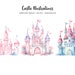 Watercolor Fairytale Castle Clipart. Princess Pink and Purple Castles ...