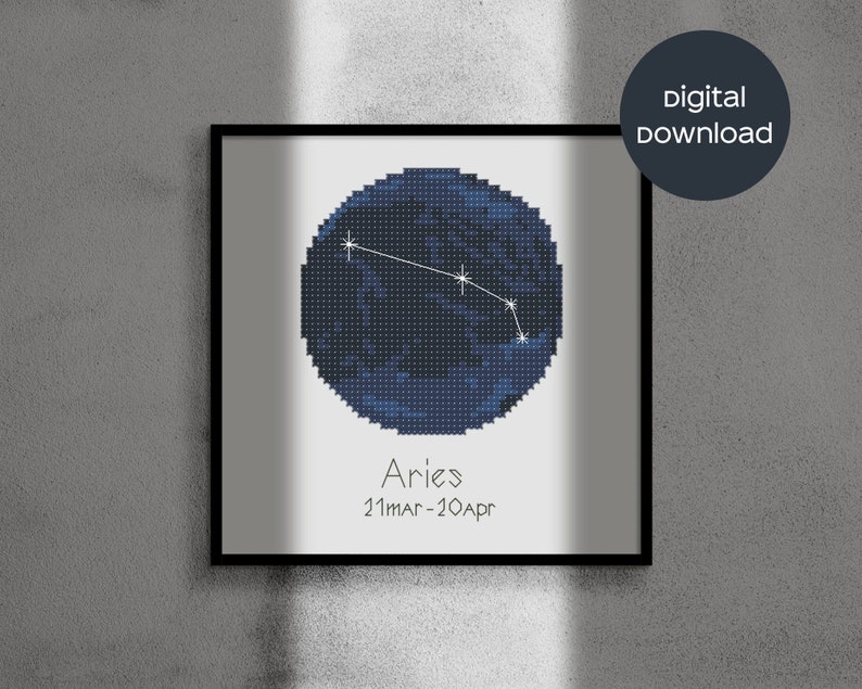 Aries Cross Stitch Pattern PDF. Zodiac Sign Constellation Embroidery ...