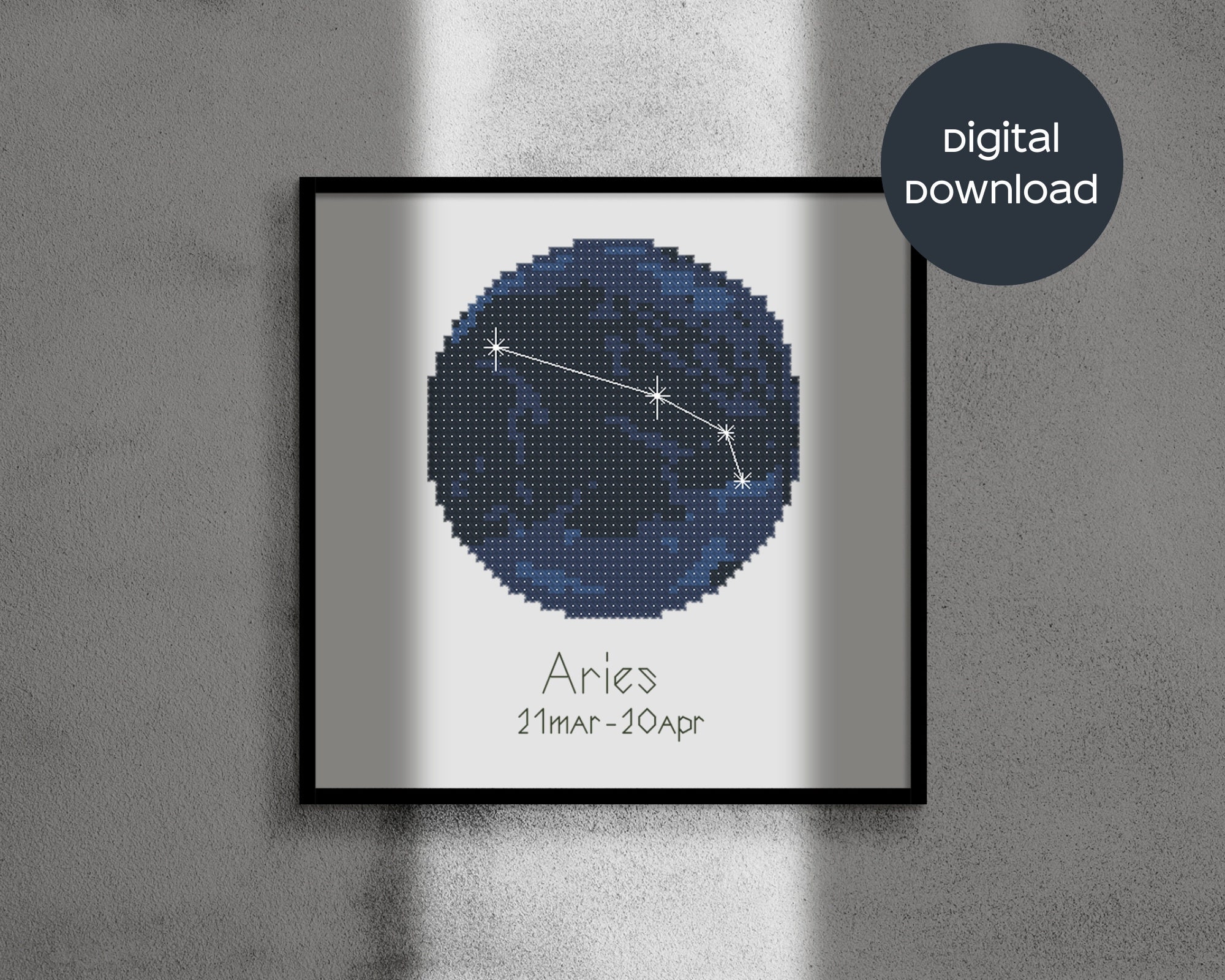 Aries Cross Stitch Pattern PDF. Zodiac Sign Constellation Embroidery ...