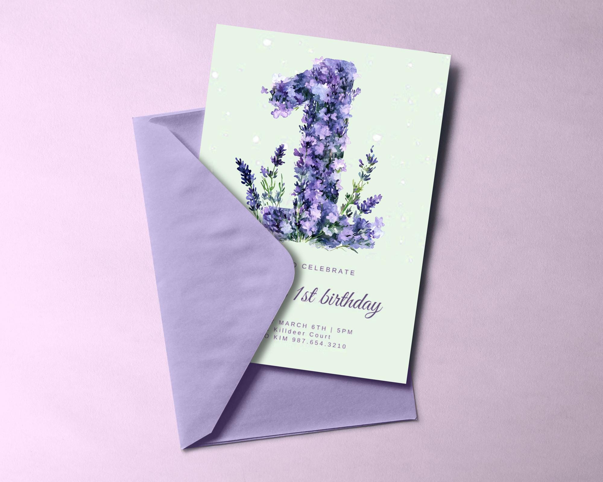 Watercolor Lavender Number Clipart: Floral Digits (PNG Digital Download ...