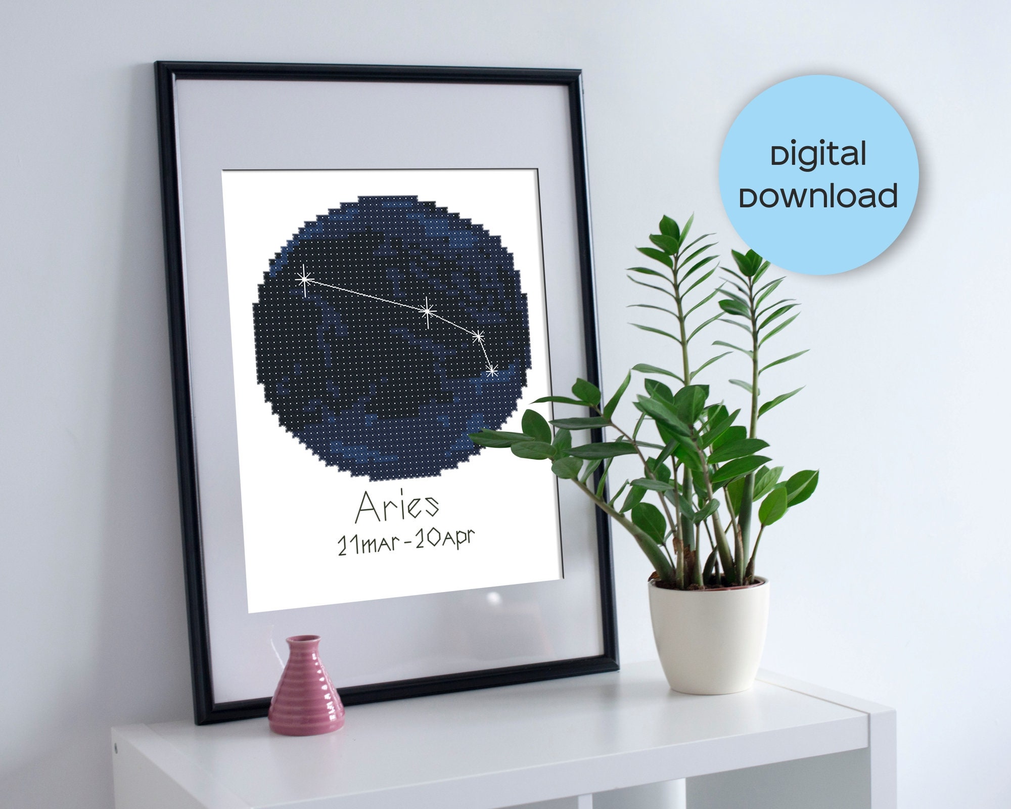 Aries Cross Stitch Pattern PDF. Zodiac Sign Constellation Embroidery ...