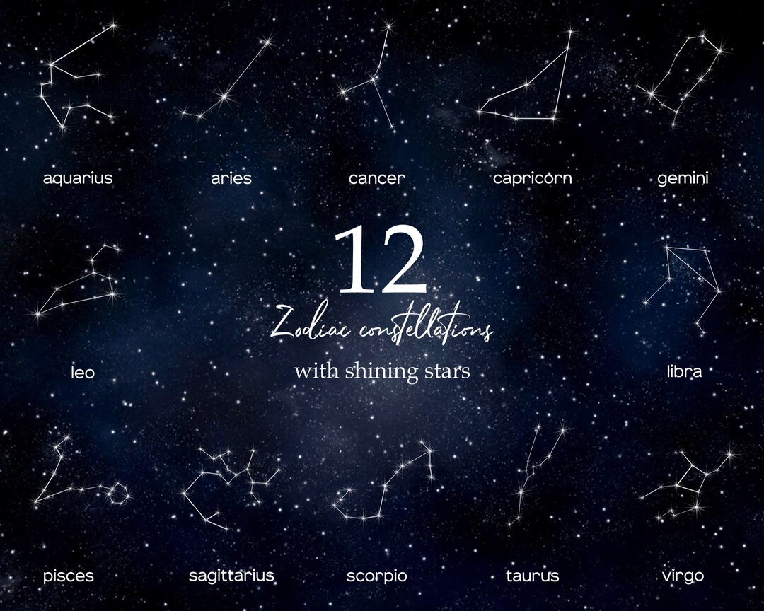 Watercolor Zodiac Constellation Clipart. Horoscope 12 Signs ...