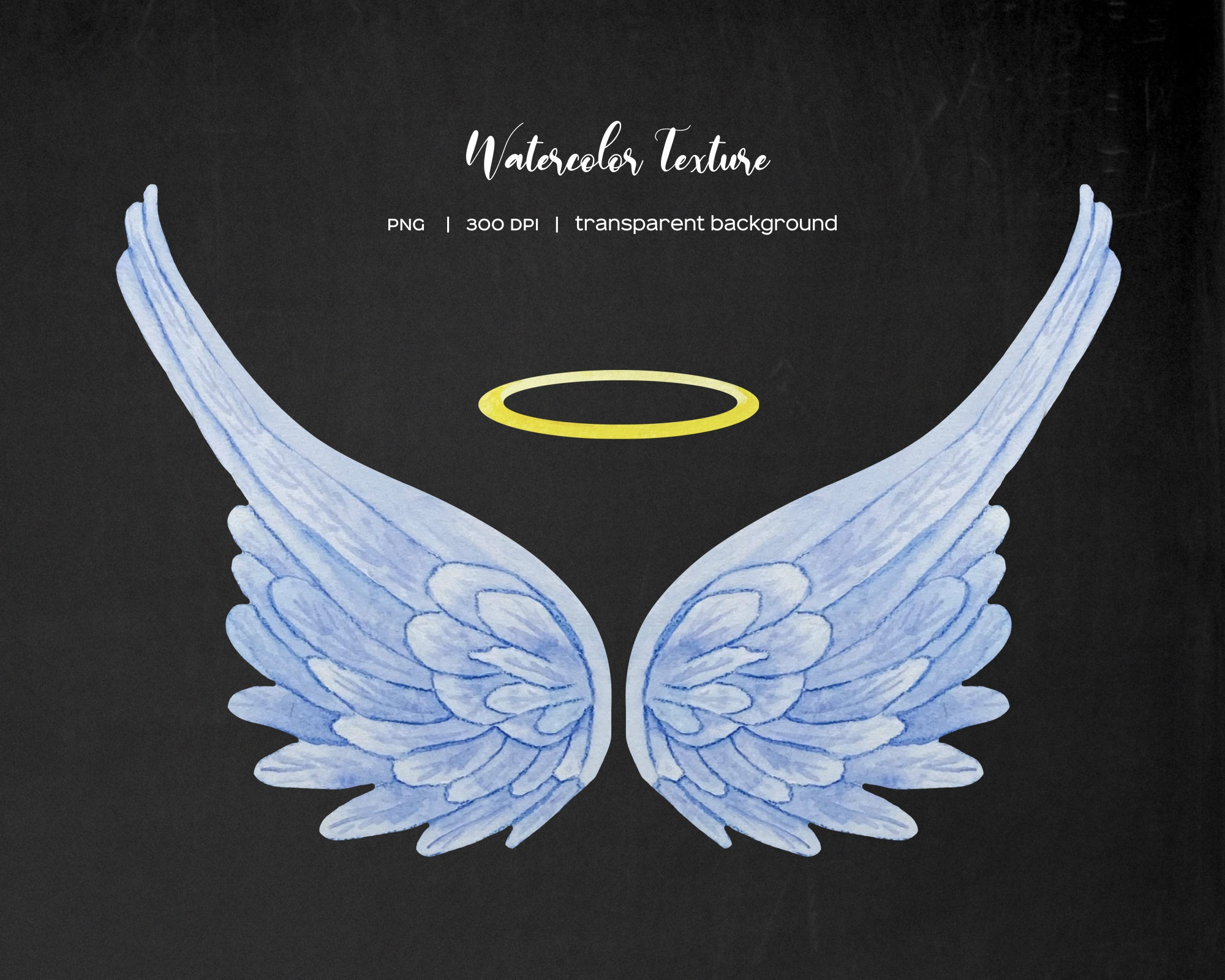 Watercolor Blue Angel Wings Clipart. 7 PNG Angel Wings Illustration ...