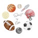 Watercolor Sport Items Clipart. Football Baseball Rugby Sport Equipment ...