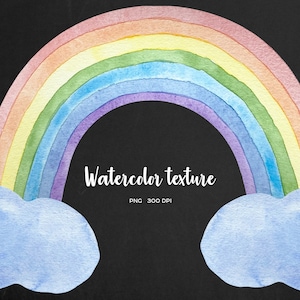 Watercolor Rainbow Clipart: Sun, Cloud, Hearts (PNG Digital Download ...