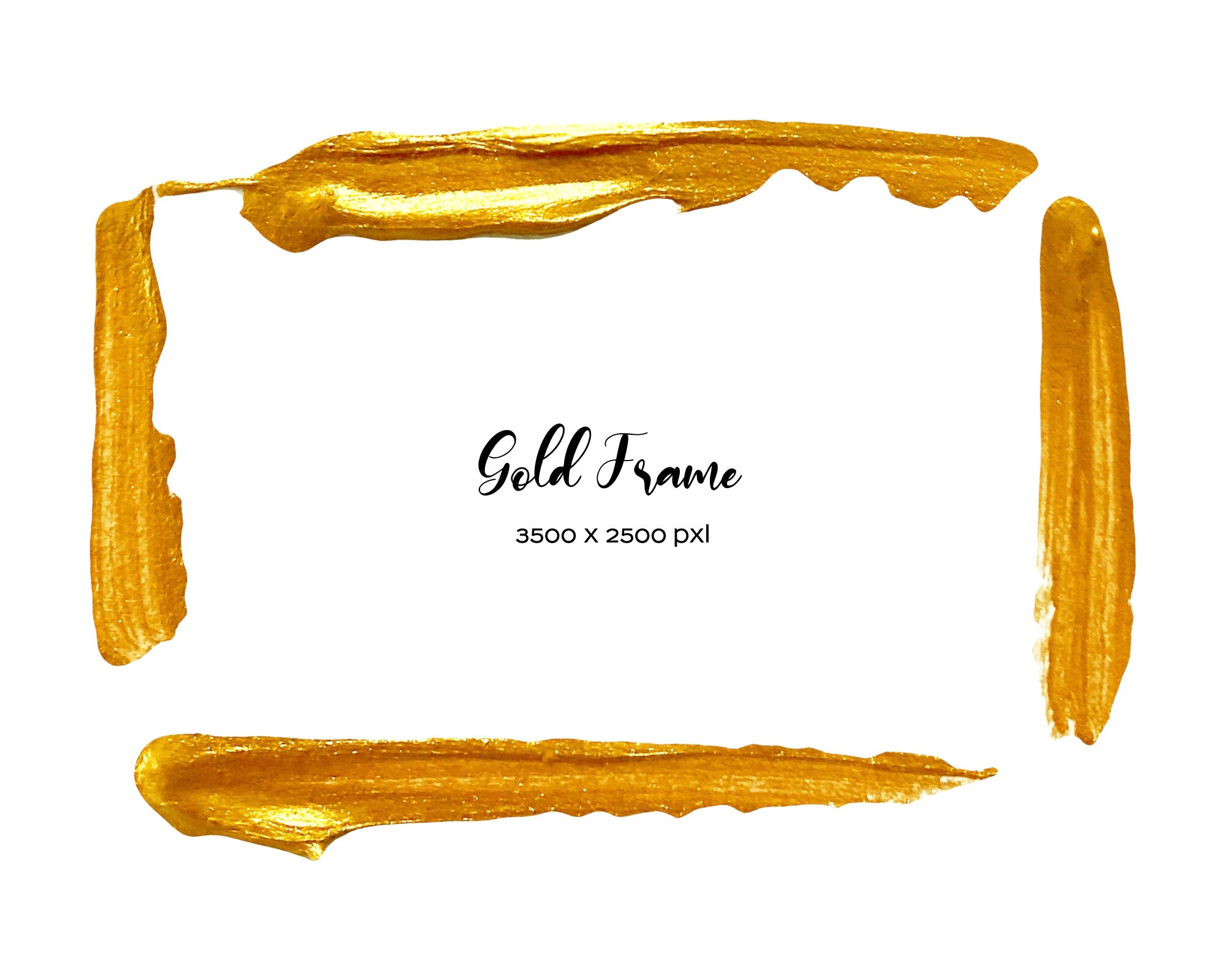 Gold Elements 8 PNG. Hand Painted Watercolor Gold Frame and Background ...