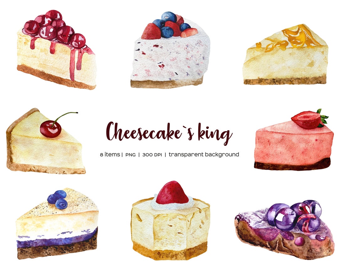Watercolor Cheesecake Clipart. Cheesecake Clip Art. Bakery Illustration ...