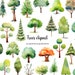 Watercolor Trees Clipart: 36 PNG Forest Landscape Graphics (digital ...
