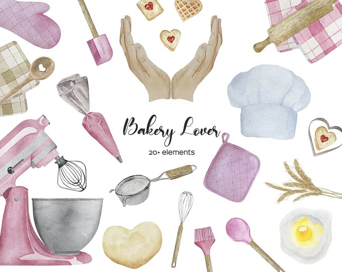 Baking PNG Clip Art. Hand Painted Cake Clipart. Retro Home Bakery ...