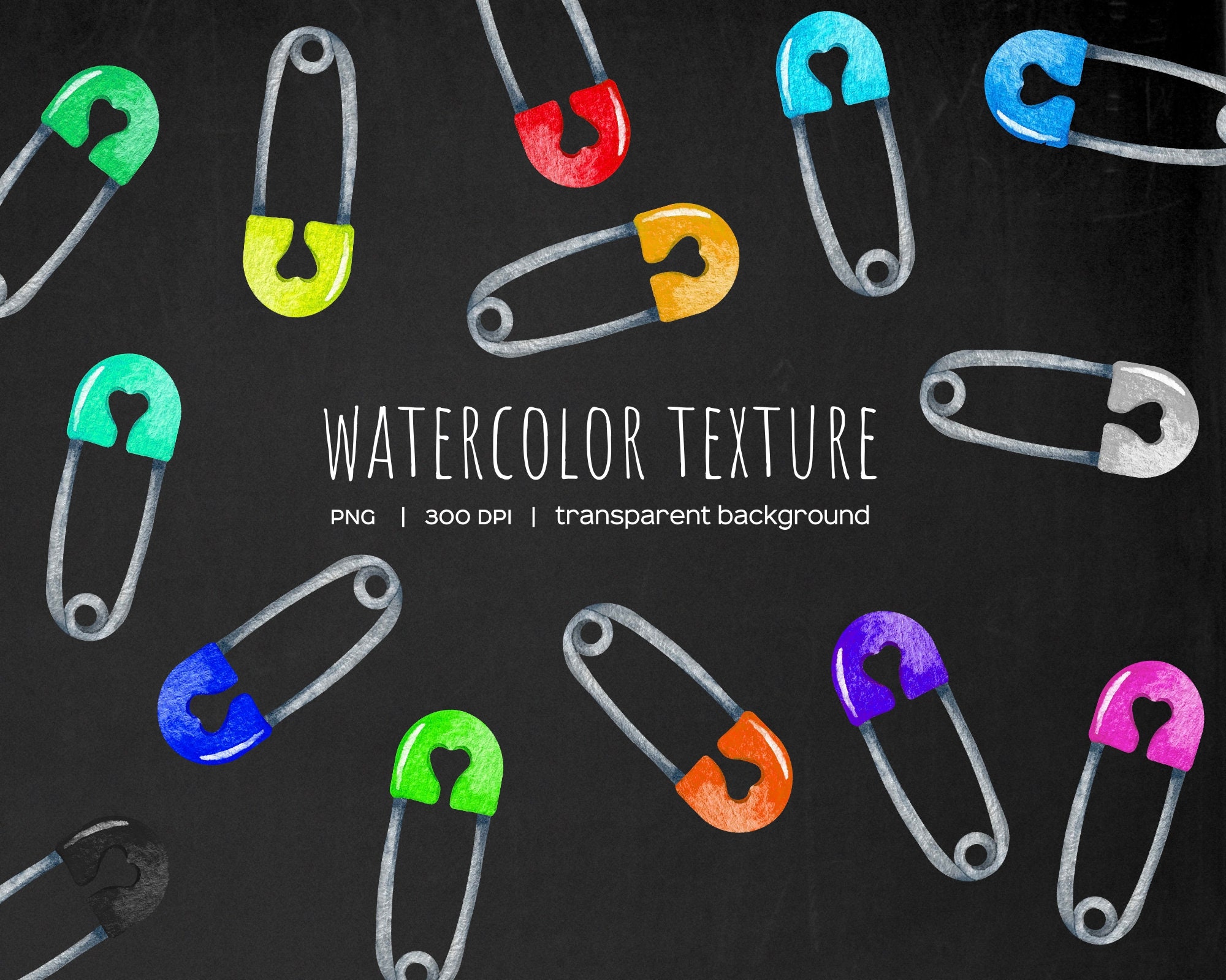 Watercolor Rainbow Safety Pin Clipart (PNG Digital Download) - Etsy