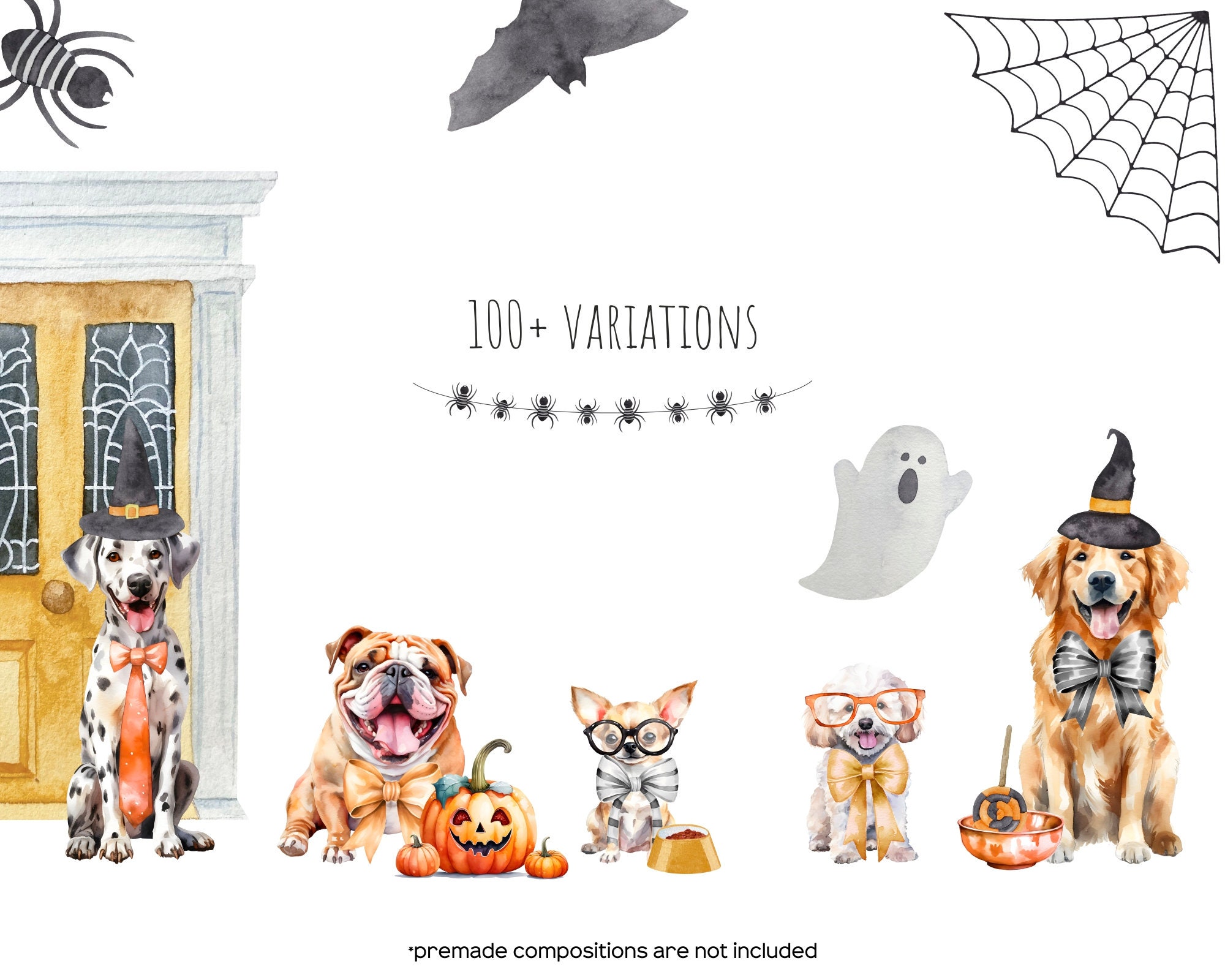 Watercolor Halloween Dog Clipart. Halloween Dogs Clip Art. Pet ...