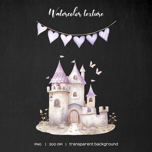 Watercolor Purple Castles Clipart: Fairytale Kingdom PNG (11 Items) - Etsy
