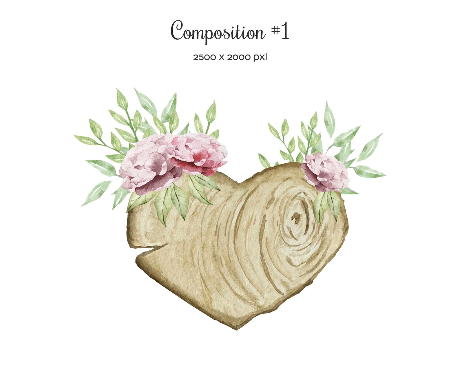 Watercolor Floral Wood Slices Clipart. Wooden Signboards With Flowers ...