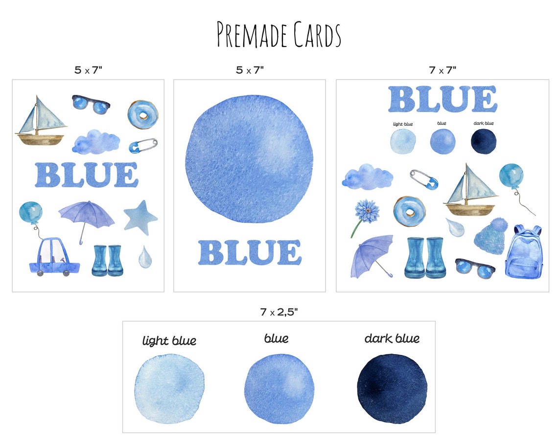 Watercolor Blue Things Clipart: Educational Learning (PNG, JPG) - Etsy